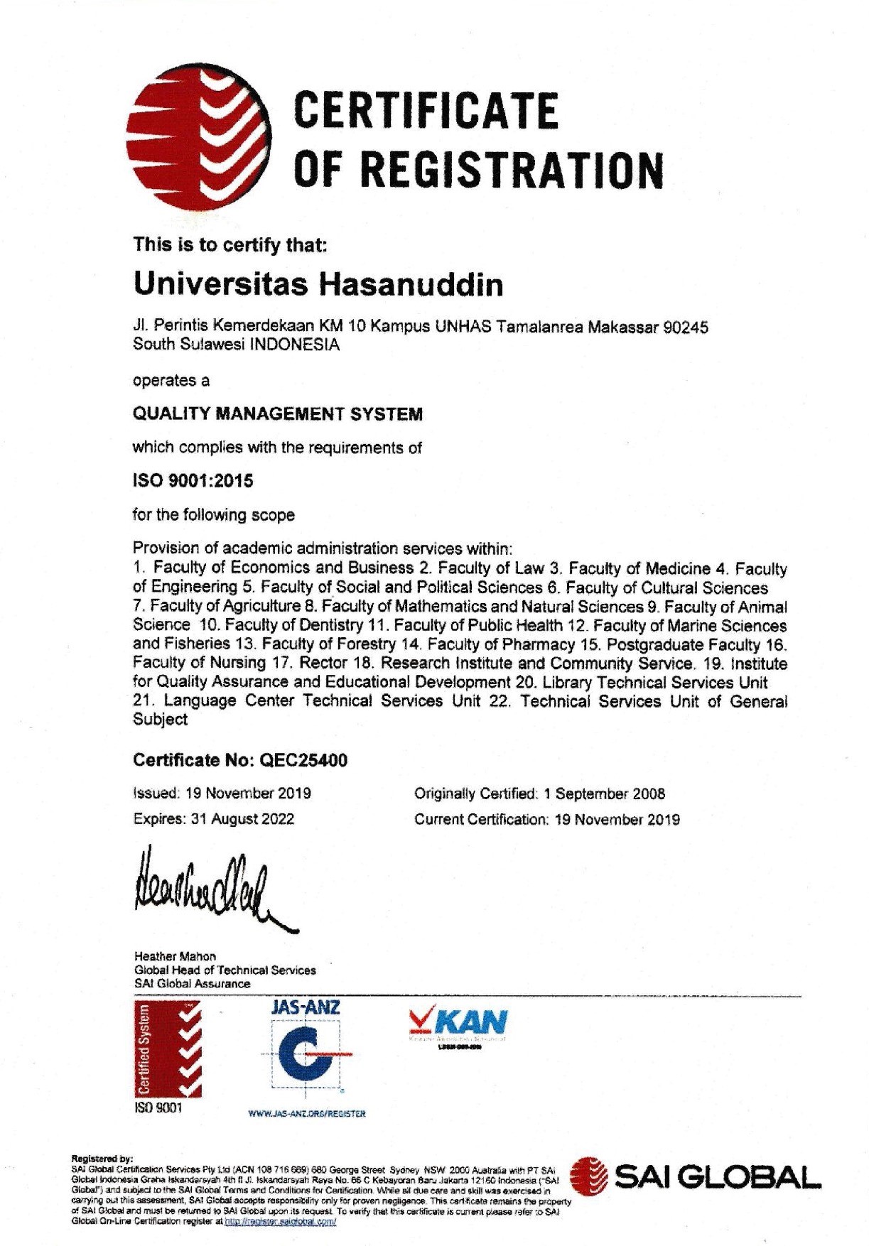 ISO – Fakultas Keperawatan